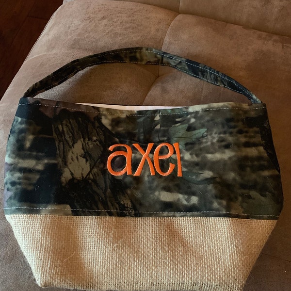 Personalized Camo Easter Basket, Embroidered Name Tote, Handmade Kids ...