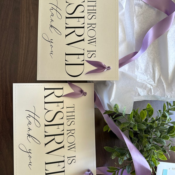 2 Reserved Signs for Wedding Chairs or Church Pews "this Row is ...