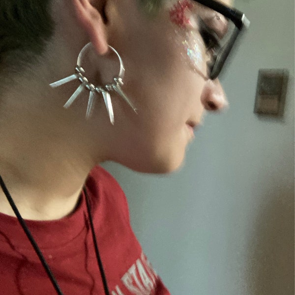 Deadly Girl Punk Rock & Heavy Metal Style Spike Hoop Earrings in Small ...