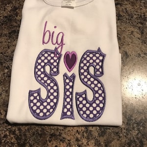 Big Sis Applique Machine Embroidery Design Sister Sibling INSTANT ...