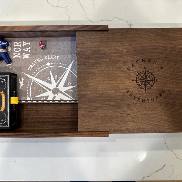 Travel Memory Box - Engraved Wood Keepsake Box for Sentimental Items ...
