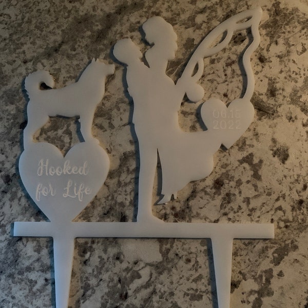 Fishing Cake Topper for Wedding Hooked for Life,fishing Wedding Cake ...