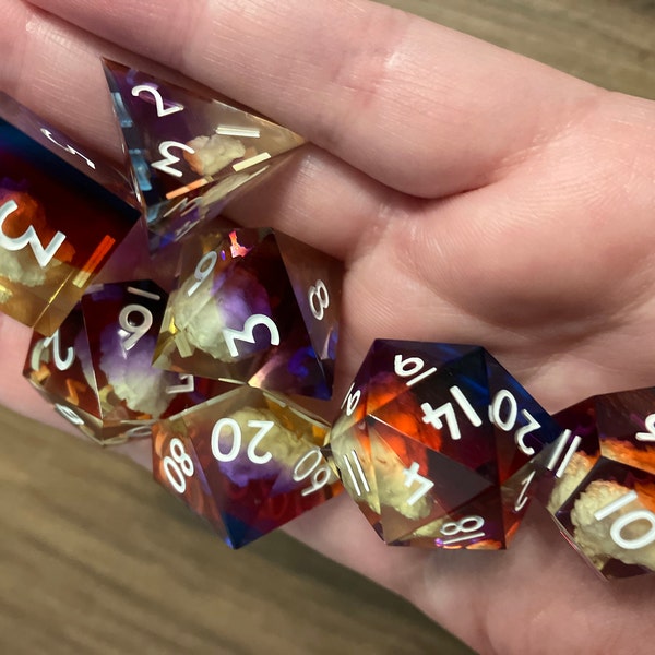 Sunrise Sonata - Gradient Cloud Dice, Handmade Resin Sharp Edge Dnd ...