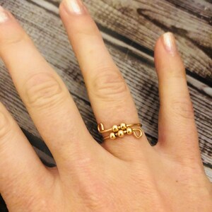 Anxiety Ring/bead Stacking Ring With Five Beads/adjustable - Etsy
