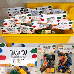 Colourful Bricks Thank You Labels for Birthday Decor, Custom Name Thank ...
