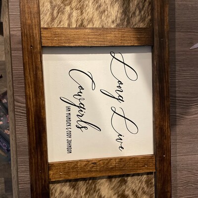 Genuine Cowhide Wood Sign, Customizable Rustic Sign, Rustic Decor ...