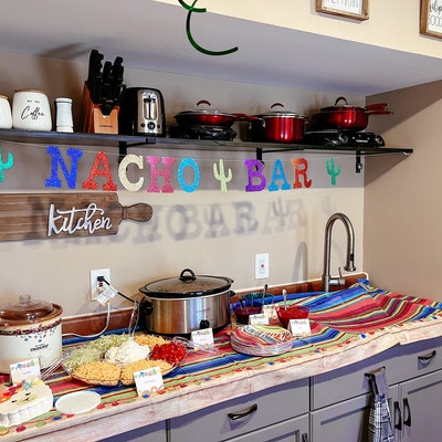 Glitter Nacho Bar Banner 5 Inch Letters Fiesta Birthday Banner Nacho ...