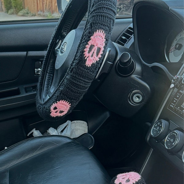 Black Glow-in-the-dark Skull Steering Wheel Cover (custom Colors Upon ...