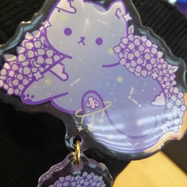 Galaxy Kitten | Glitter Acrylic, Double Sided Keychains, Cat Keychain ...