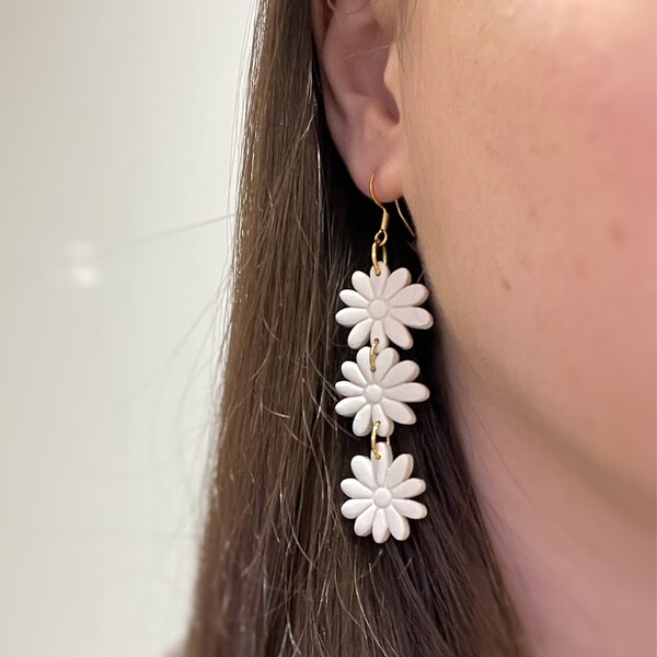 Purple and White Floral Stud Packs Cute Bright Earrings Polymer Clay ...