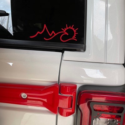 Wave Mountain Sun Hand Drawn Vinyl Decal Hand Drawn Wave Decal Wave ...