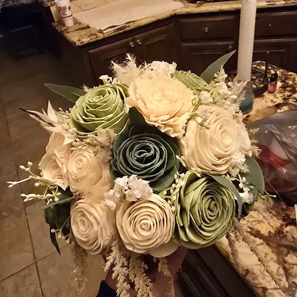 Wedding Bouquet, Bridal Bouquet, Sola Flower, Wedding Flower, Wooden ...