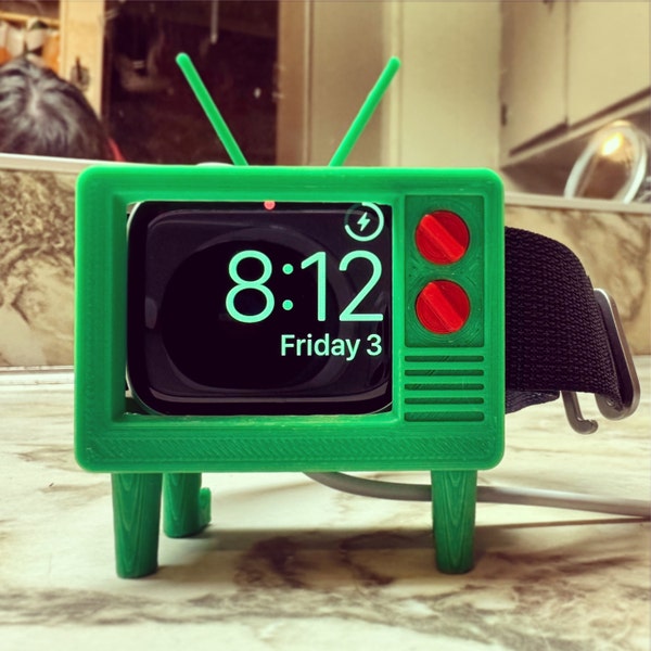 Mini TV Apple Watch Charging Station, Valentines, Personalized Man Gift ...