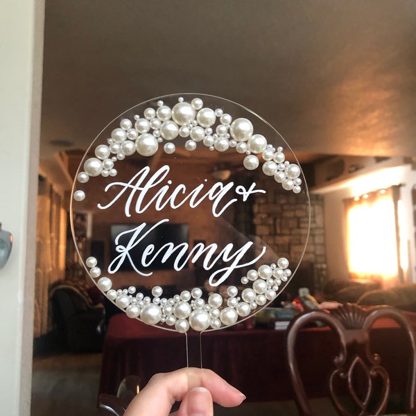 Pearl Acrylic Cake Topper Acrylic Wedding Cake Topper Pearl Cake Topper ...