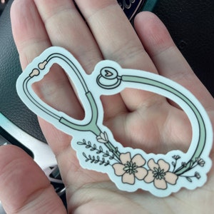 Floral Stethoscope Sticker Nurse, Doctor, EMT, Dentist, Healthcare Hero ...