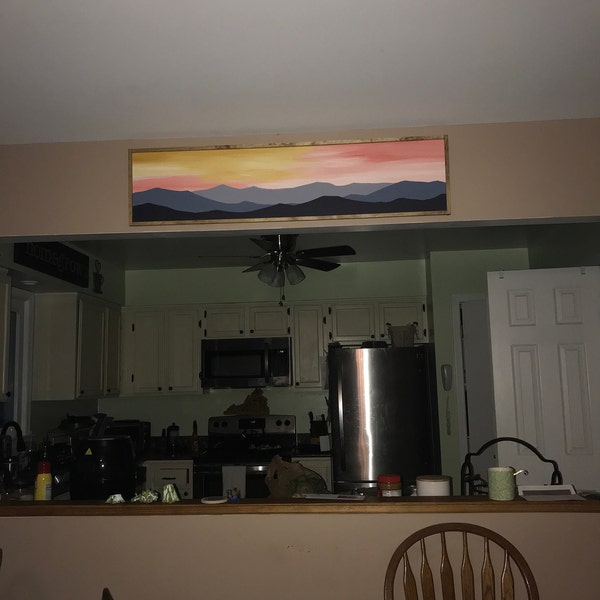 Large 4 Ft SUNSET Blue Ridge Mountain Wall Art |living Decor | Office ...