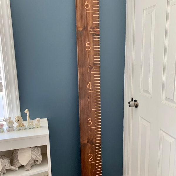 Walnut Modern Farmhouse Wooden Ruler Grown Chart - Height Chart –baby ...