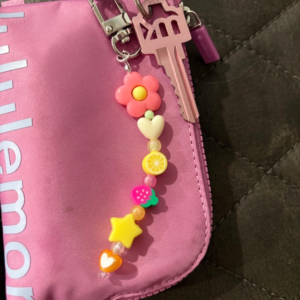 Custom Beaded Keychain Personalized Y2K Keychain Bag Charms Colorful ...