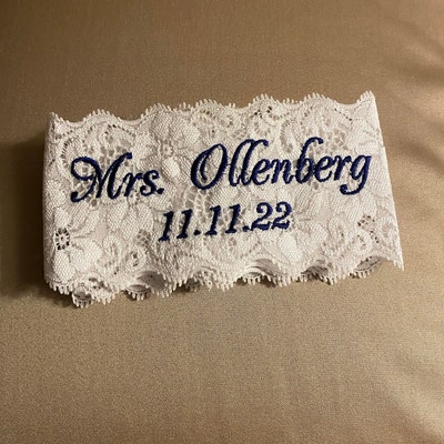 Wedding Garters Set or Single Personalized, Embroidered Bride Keepsake ...