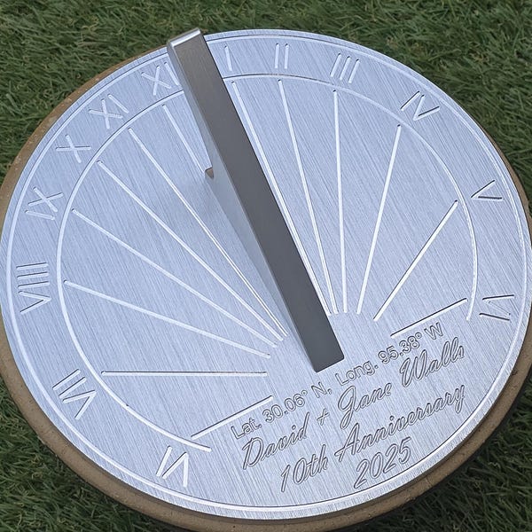 Custom 10th Wedding Anniversary Engraved Sundial Gift For: Parents ...