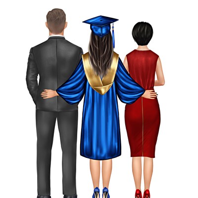 Personalised Graduation Family Gift, Custom Graduate Girl With Mom and ...