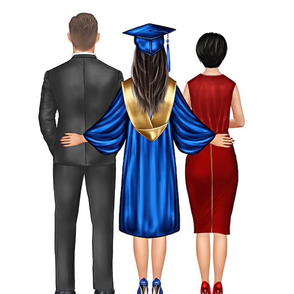 Personalised Graduation Family Gift, Custom Graduate Girl With Mom and ...