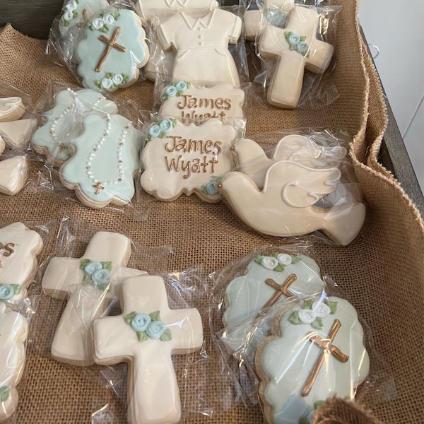 Baptism Sugar Cookies: Religious Cross Decorated Cookies - Etsy