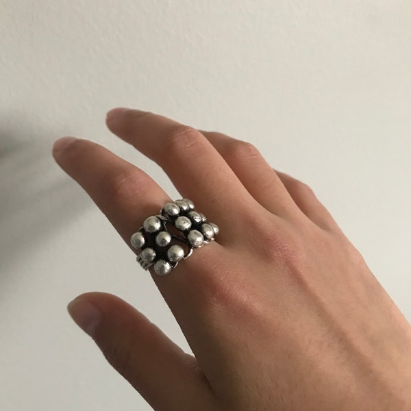 Chunky Silver Plated Ring: Adjustable Dome Armor Ring - Etsy