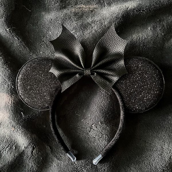 Goth Mickey Ears, Bat Bow Spikes Mouse Ears, Goth Minnie Ears, Minnie ...