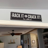 Rack It & Crack It Sign, Personalized Billiards Club Name Sign, Metal ...