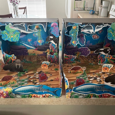 Printable Diorama Cut & Paste Shoebox Project, Create a Ocean Habitat ...