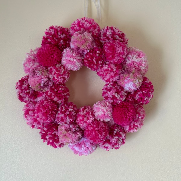 Pastel Pom Pom Wreath / Sherbet Colored Home Decor / Fun Spring Easter ...