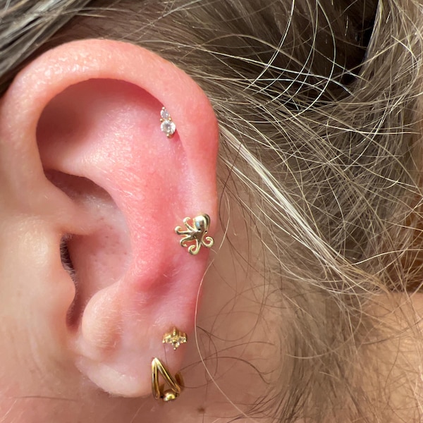 18G/16G Hummingbird Internally Threaded Labret • Flat Back Earring ...