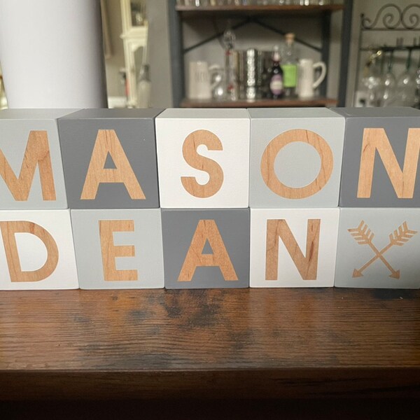 Personalized Baby Name Blocks With Arrow - Etsy