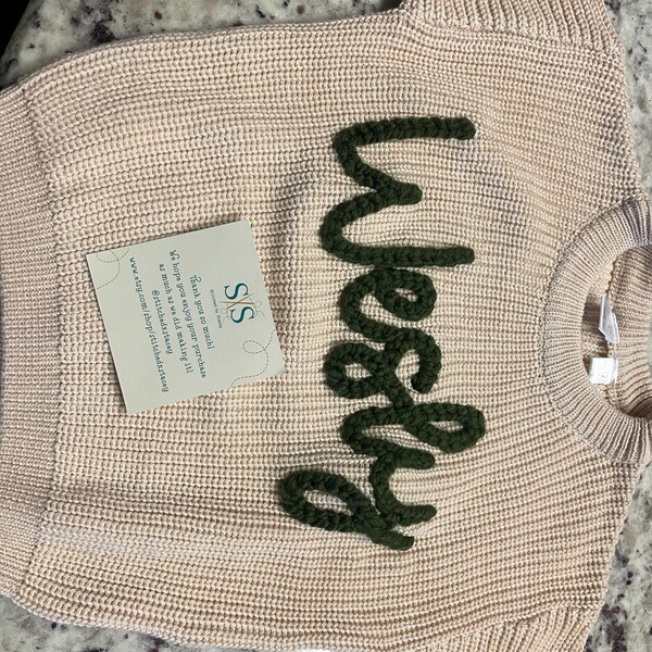 Custom Hand Embroidered Toddler and Baby Name Sweater Oversized Kids ...