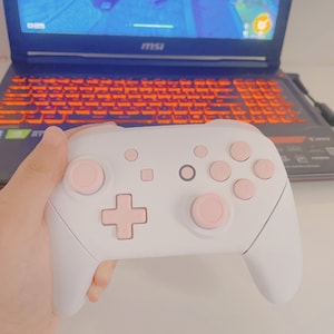 Custom Soft-touch White and Pink Themed Nintendo Switch Pro Controller ...