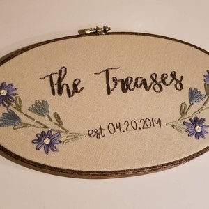 Finished Embroidery Hoop, Custom Wedding Embroidery Hoop, Anniversary ...
