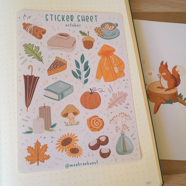 Sticker Sheet - October | Journal Stickers, Calendar, Planner Stickers ...
