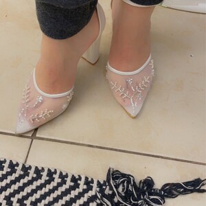 Stone Embellished Ivory Lace Wedding Shoes Bridal | Etsy