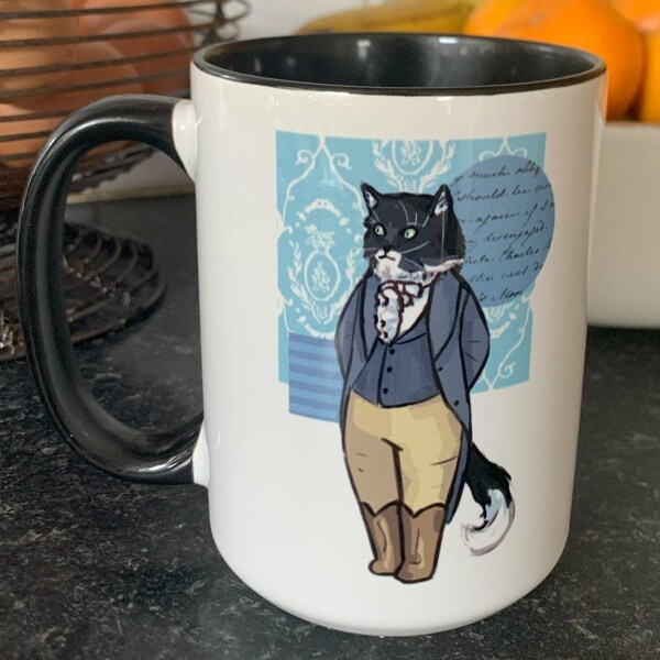 Cat Mr. Darcy Pride and Prejudice Mug - Literary Coffee Cup for Jane ...