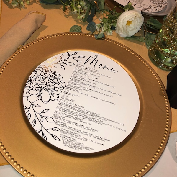 Red Menu Card Printable Wedding Circle Menu Template "rose" Valentine's ...