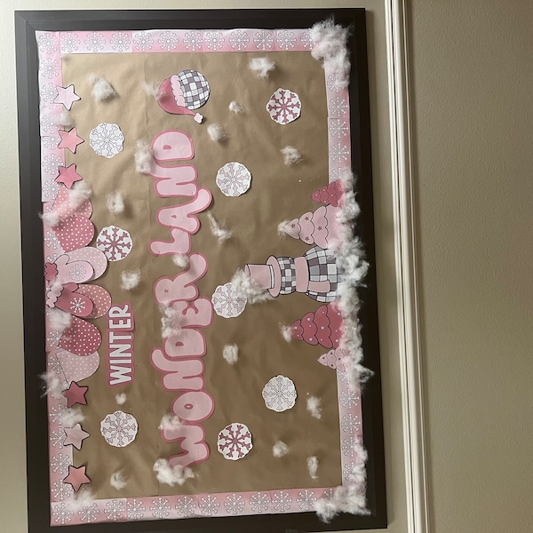 Christmas Bulletin Board Kit, Classroom Decor, Pink Christmas, Disco ...