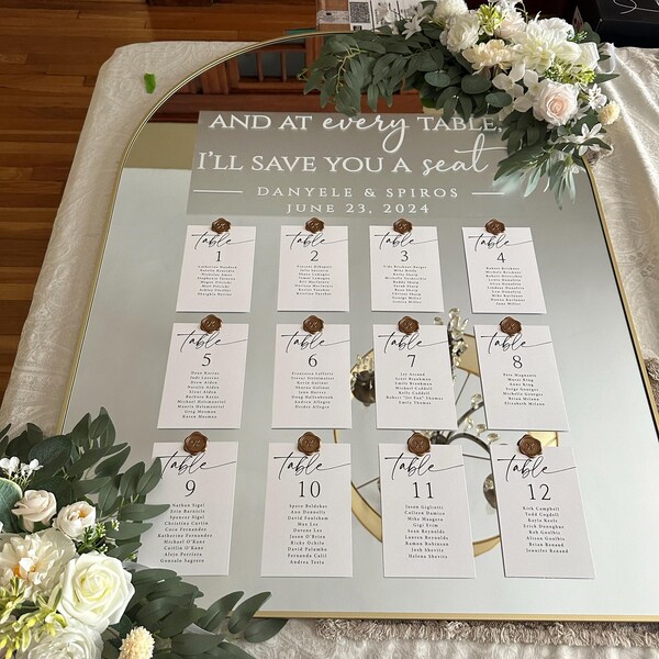 Simple Wedding Seating Chart Cards Printed, Modern Reception Table Assignments, Minimalist ...
