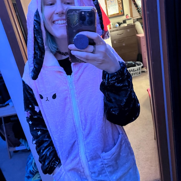 Fluffy Pastel Goth Bunny Ear Hoodie Yami Kawaii Rabbit Hoody Creepy ...