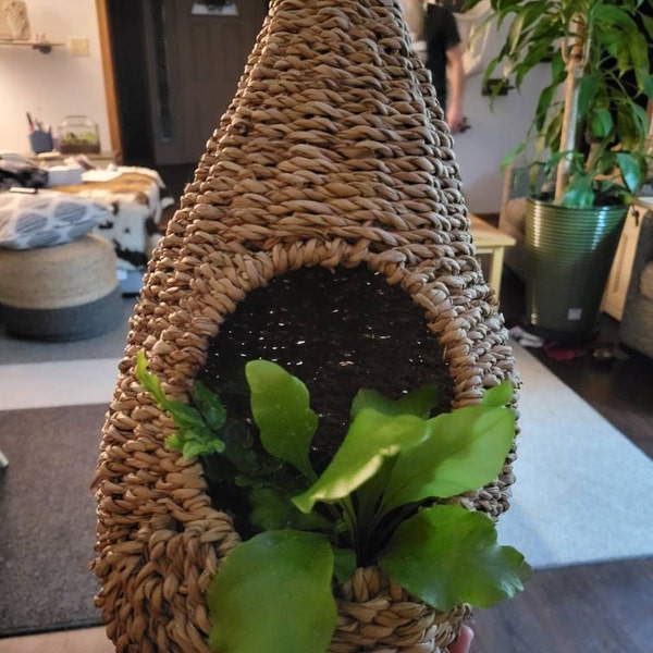 Handmade Woven Wall Basket Planter Wicker Wall Hanging Pot Planter Storage Basket Farmhouse Home ...