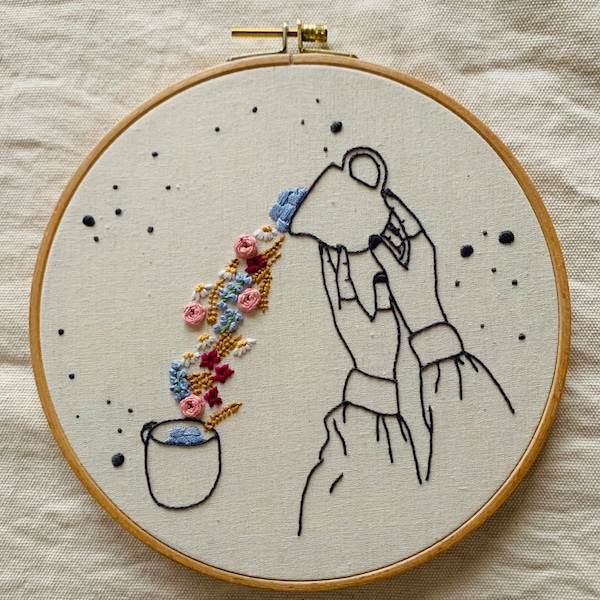 PDF PATTERN. Flower Cup Embroidery Design. Fine Line Embroidery ...