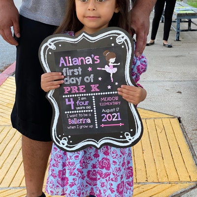 Ballerina First Day of School Sign PRINTABLE, 1st Day of Kindergarten ...
