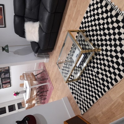 Brown and White Checkered Rug, Moroccan Berber Checkered Rug, Checkered ...