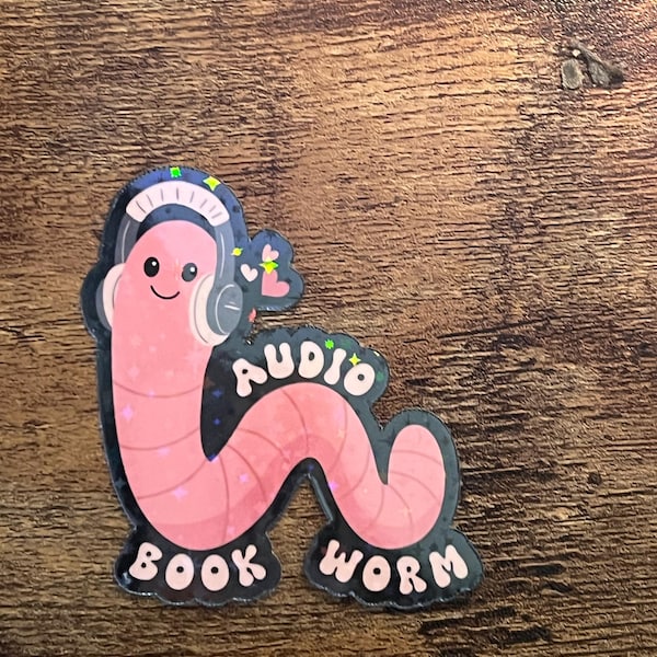 Audio Bookworm Holographic Sticker - Etsy