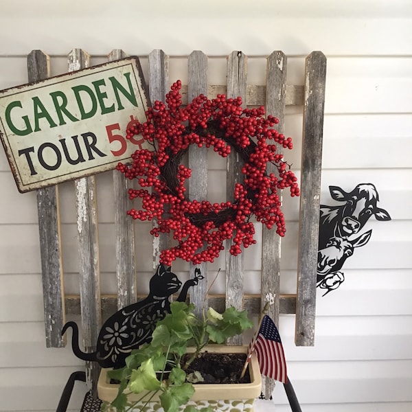 Rustic Reclaimed Barn Wood Picket Fence Panel With Stakes - 24"h X 22.5 ...